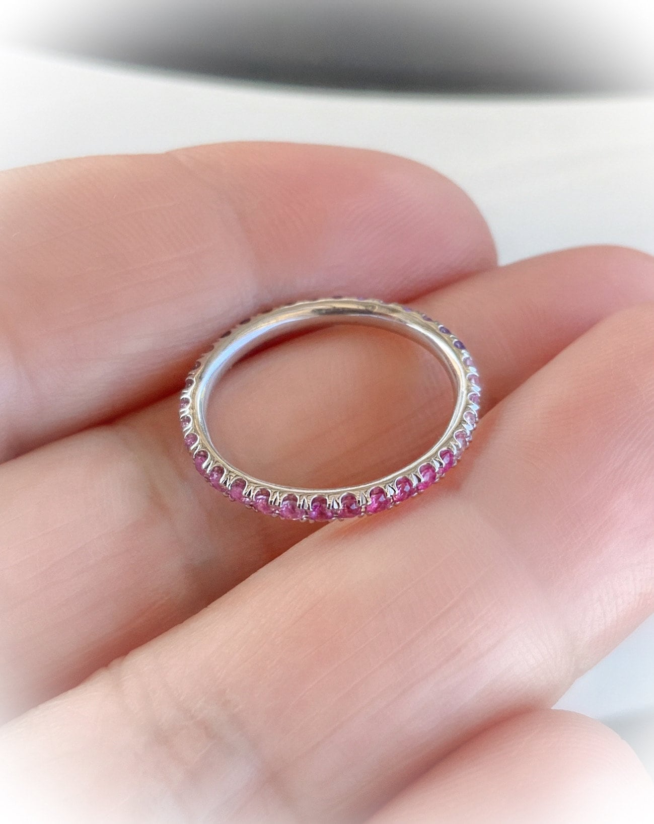 Ombre Pink Sapphire Amethyst Pave Band/ 2 Mm Full Eternity - Etsy