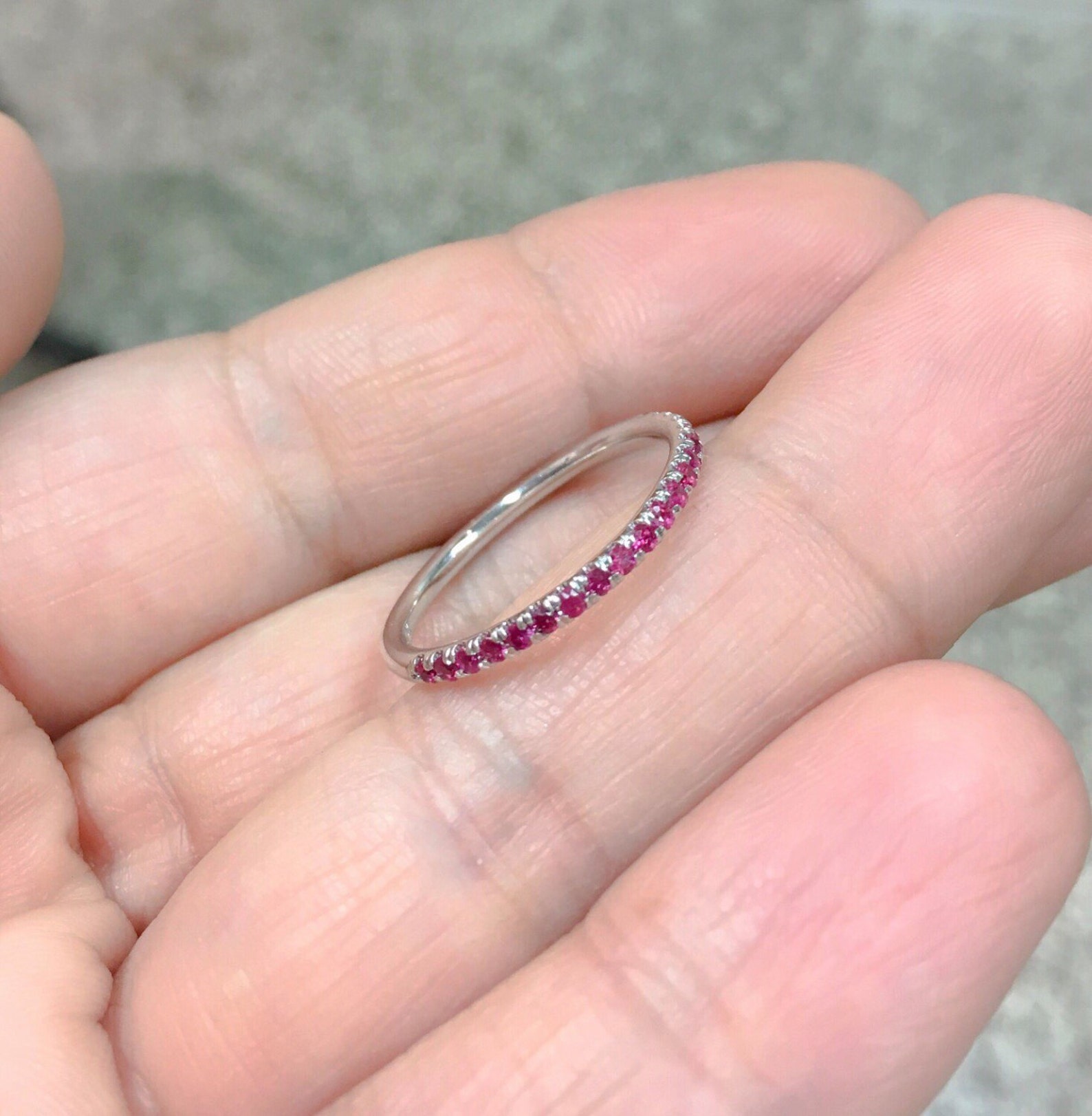 Ruby Pave Eternity Band Ruby Half Eternity Band 1.7mm Ruby | Etsy