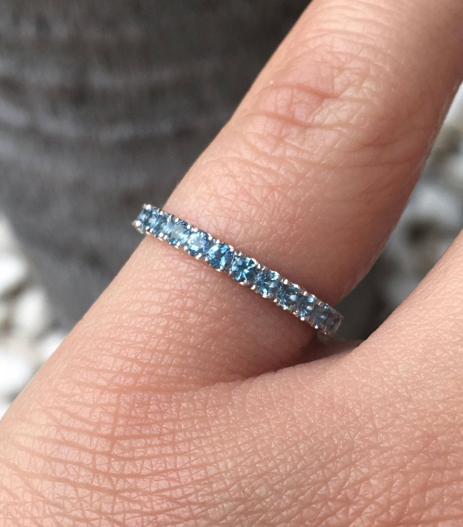 READY TO SHIP Aquamarine Pave Full Eternity Ring/ 2.3mm - Etsy