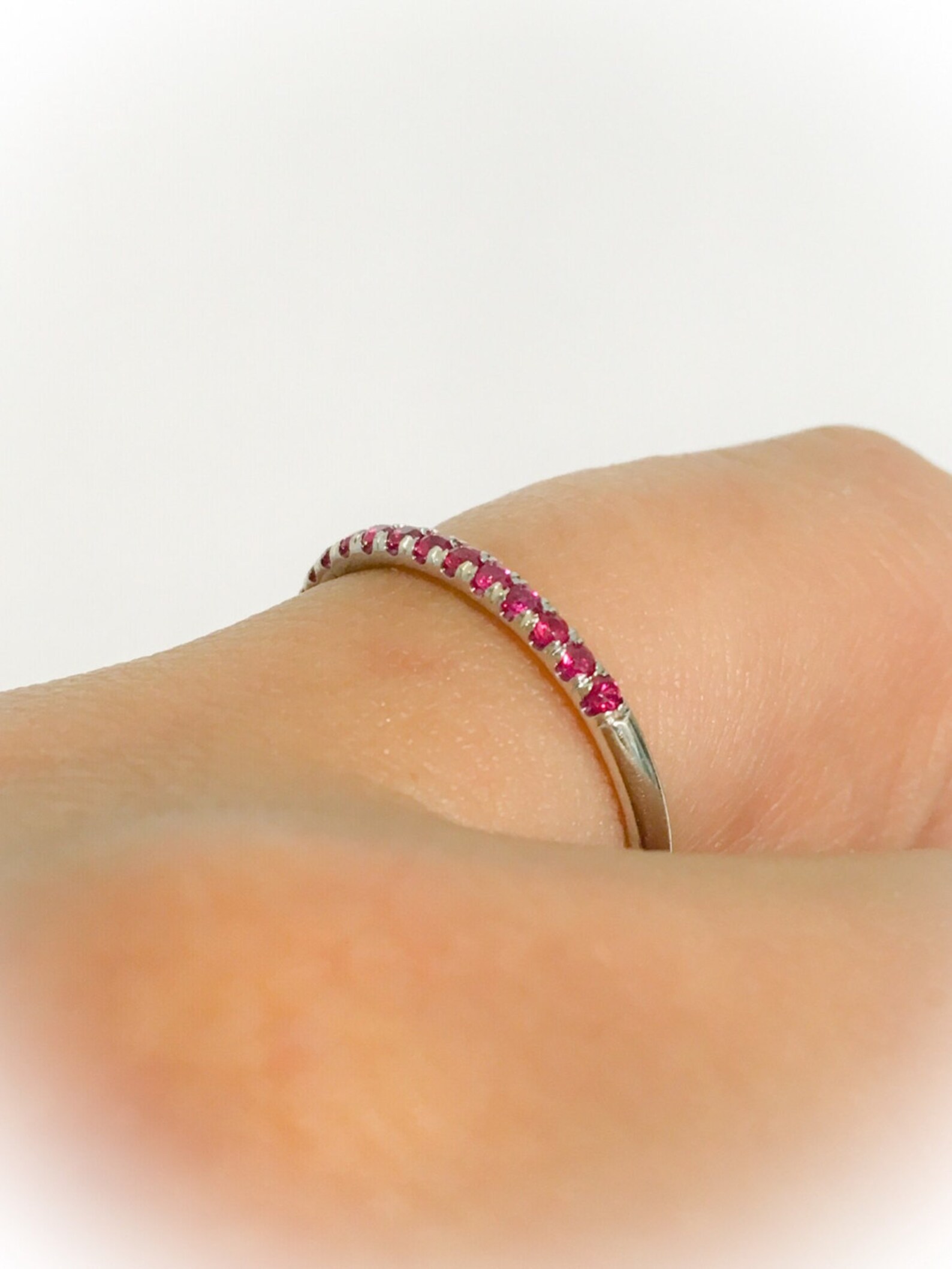 Ruby Pave Eternity Band Ruby Half Eternity Band 1.7mm Ruby | Etsy