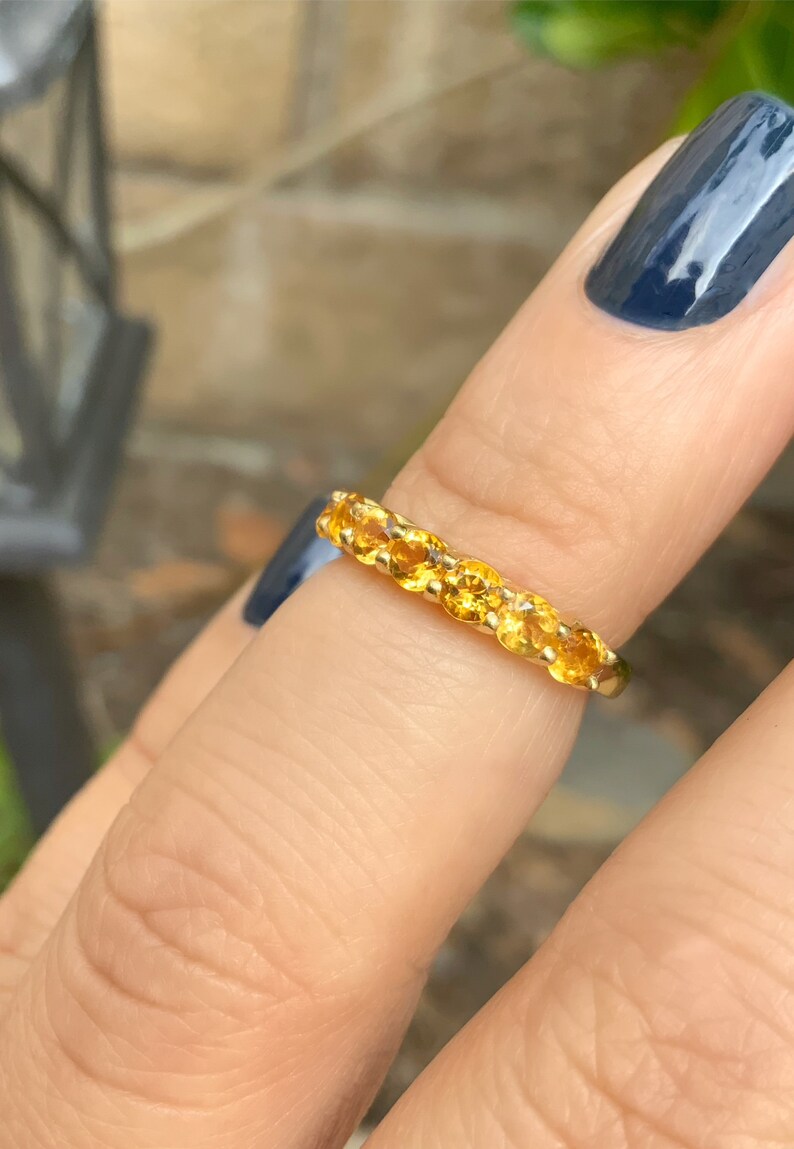 Trellis Citrine Band/ 7 Stone Citrine Ring/ 3mm Citrine Shared Prong ...