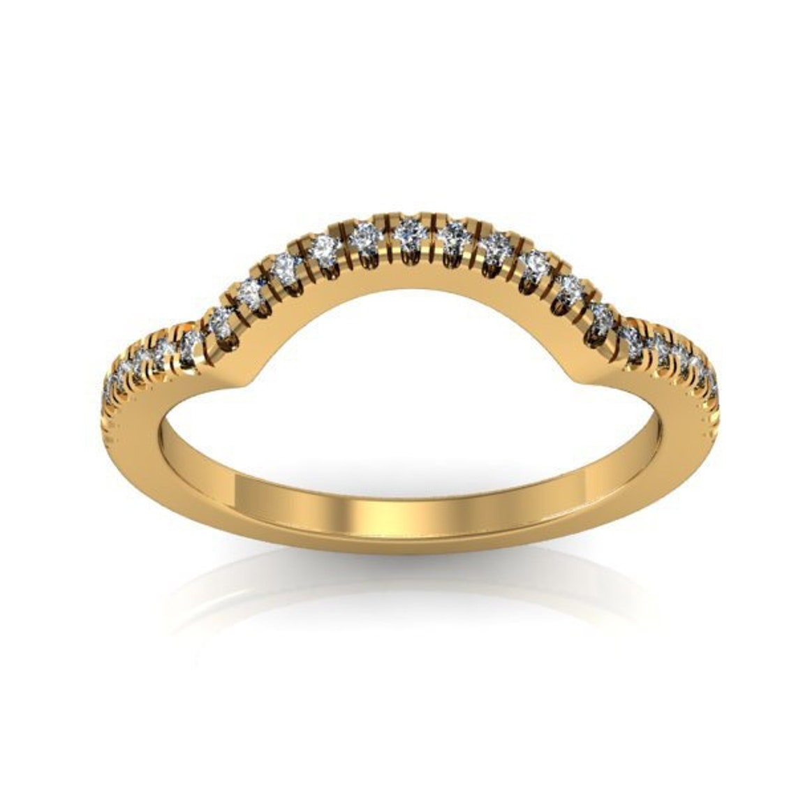 Diamond Shadow Band Ring 2 MM/ Curved Pave Contour Band/ Diamond Tracer ...