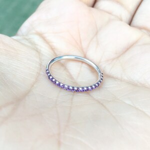Amethyst Half Eternity Band Ring/ 1.8 MM Amethyst Infinity Ring ...