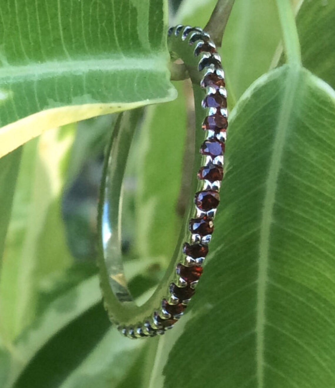 Garnet Full Eternity Band/ 1.7 MM Pave Infinity Ring/ Garnet - Etsy