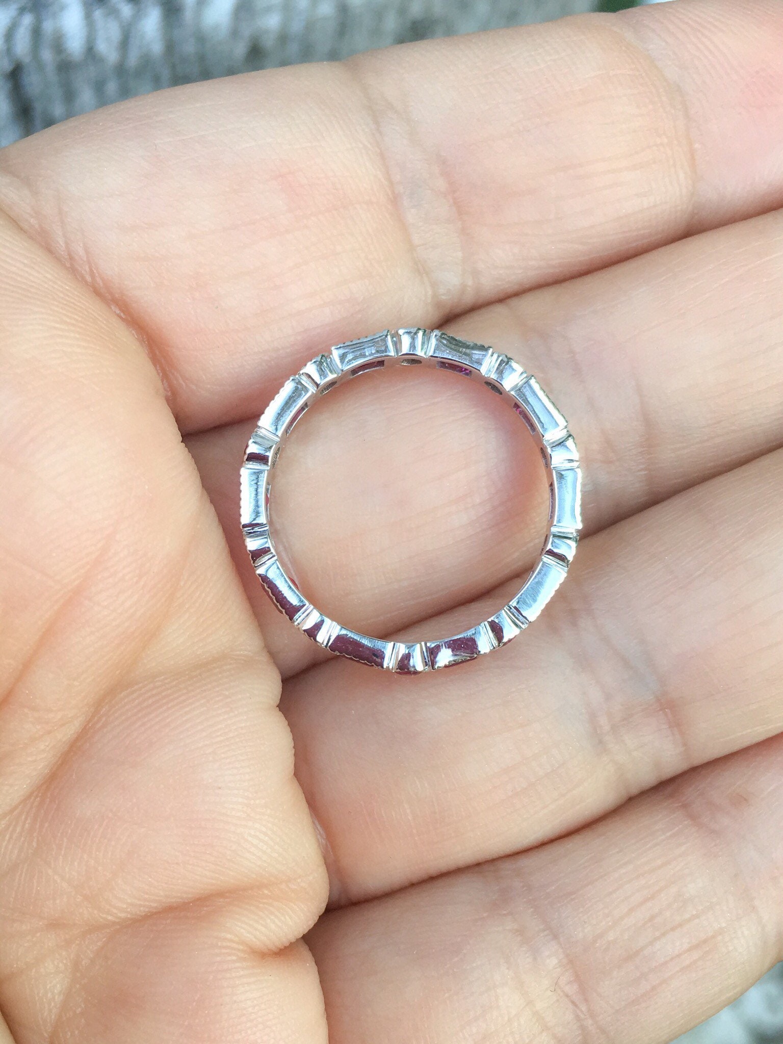 Ruby Band Baguette Dot Full Eternity Band Milgrain Ruby Ring - Etsy