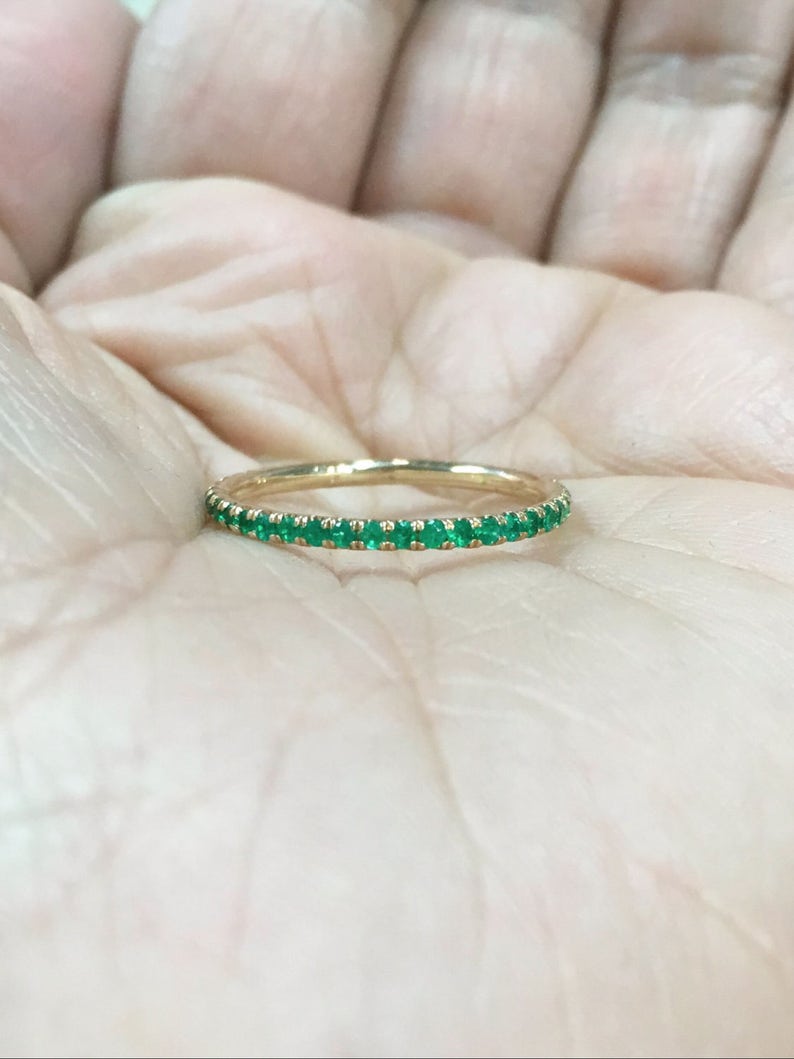 READY TO SHIP Emerald Pave Band/ 1.7mm Full Eternity Emerald | Etsy