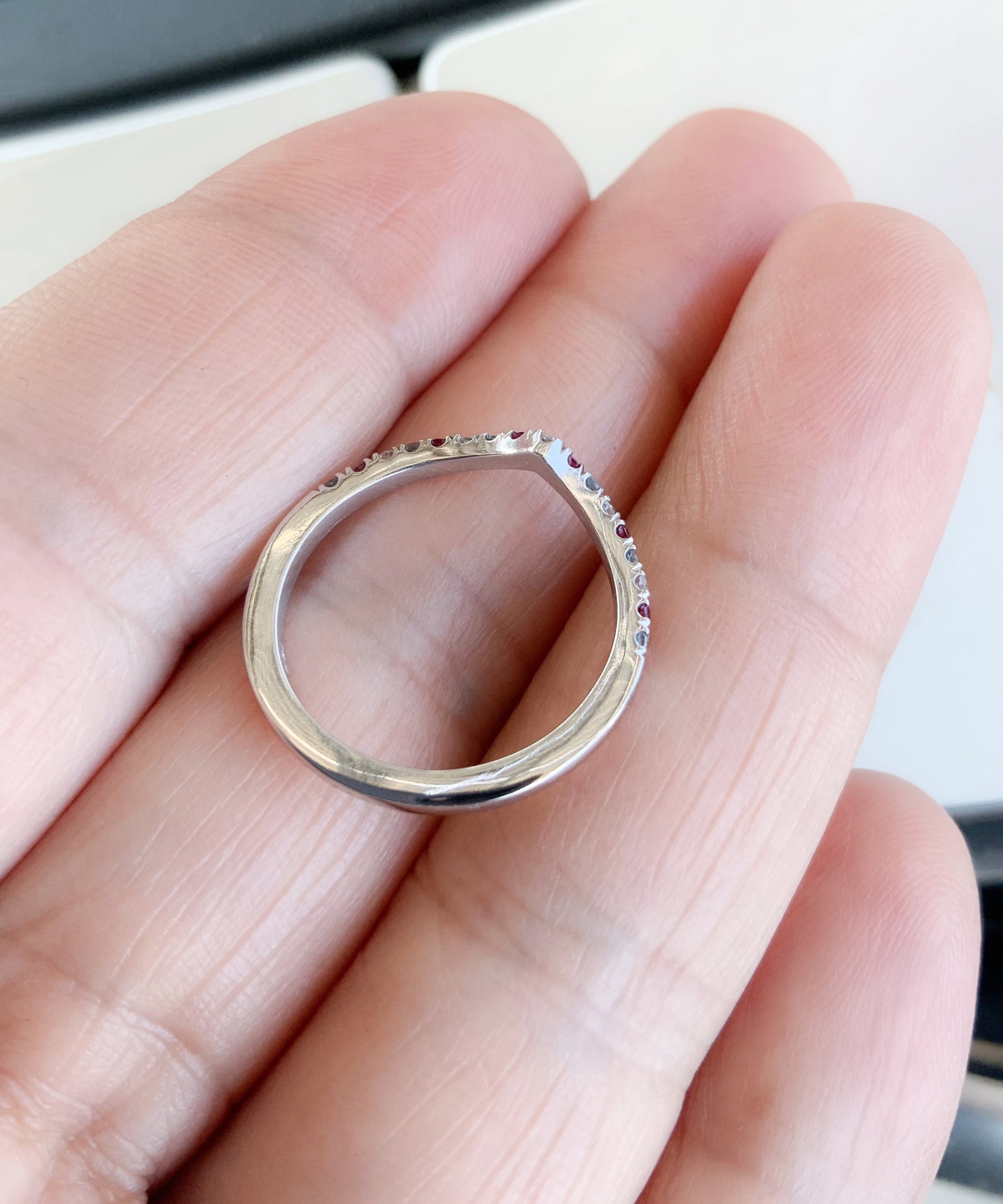 Diamond Ruby Blue Topaz Chevron Ring 1.5m Alternating Pave 3 - Etsy