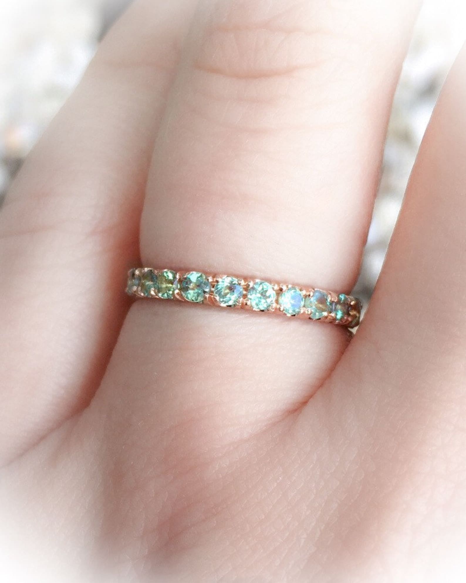 Alexandrite Ring Pave Full Eternity Alexandrite Band 2.3mm Alexandrite ...