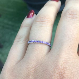 Amethyst Half Eternity Band Ring/ 1.8 MM Amethyst Infinity Ring ...