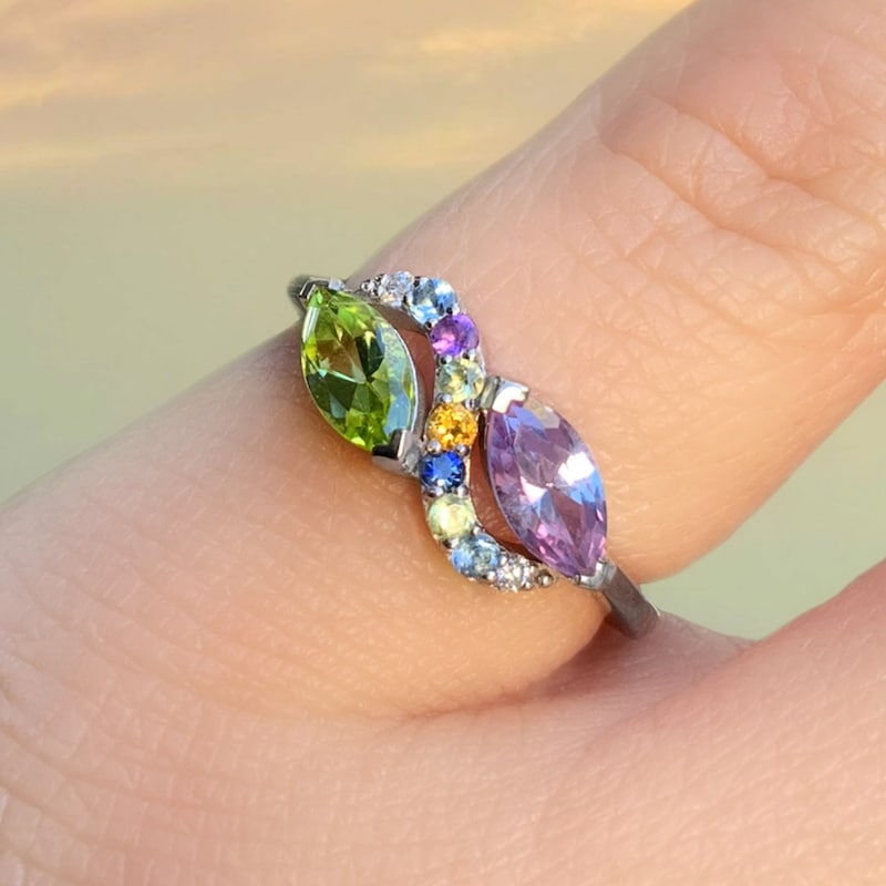 Mothers Ring 2 Stone - Etsy