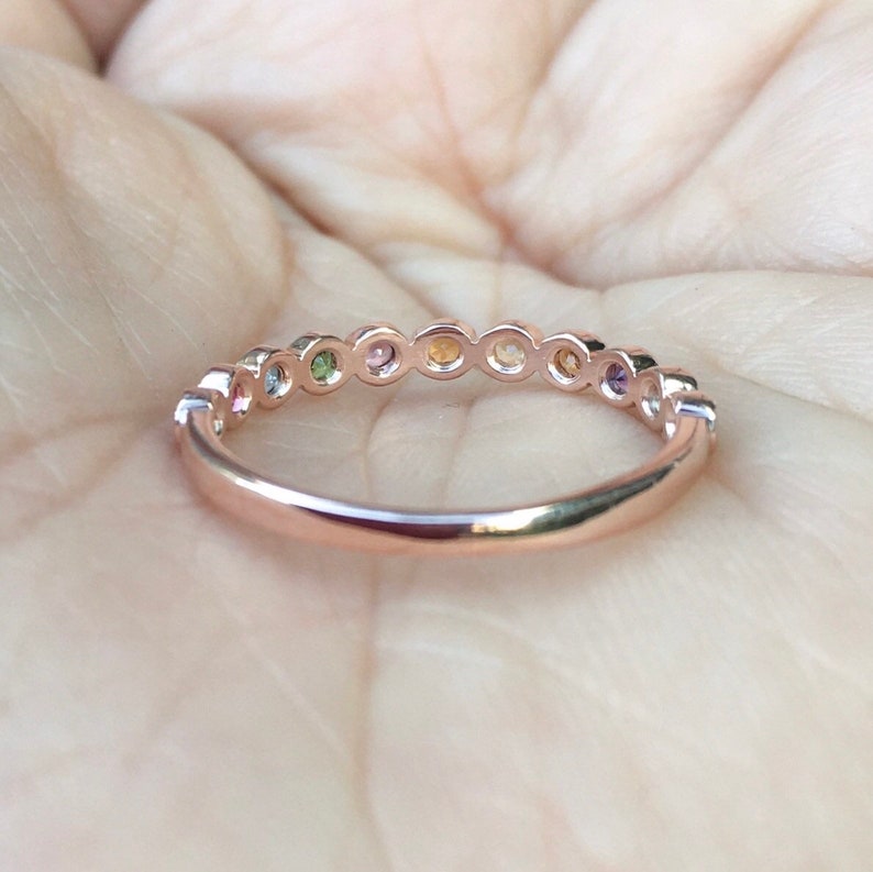 Rainbow Ring With Natural Gemstones/ Bezel Set Colorful Ring/ Mixed ...