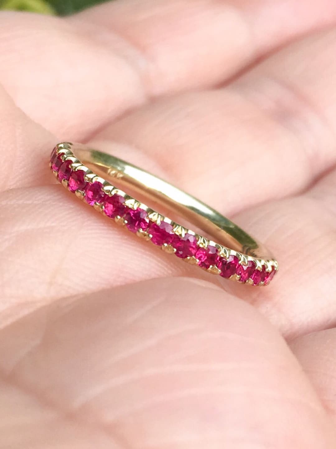 Pave Ruby Eternity Band Ruby Half Eternity Gaurd Band 2.5mm Natural ...