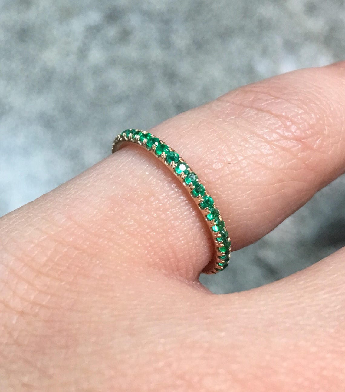 Emerald Full Eternity Pave Band/ Natural Emerald 1.6 MM | Etsy