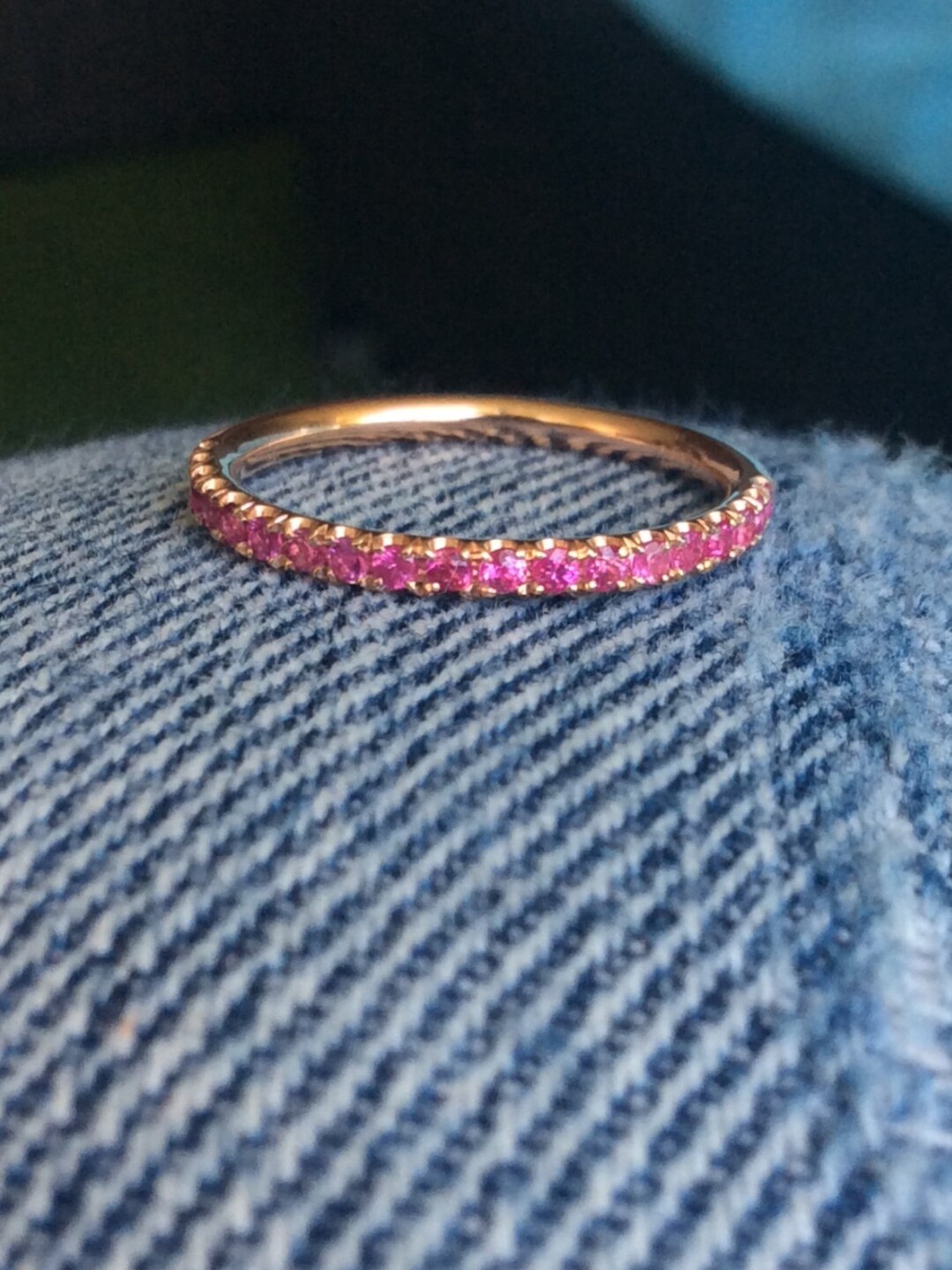 Pink Sapphire Full Eternity Ring 1.5mm Blushing Bride Pave Eternity ...
