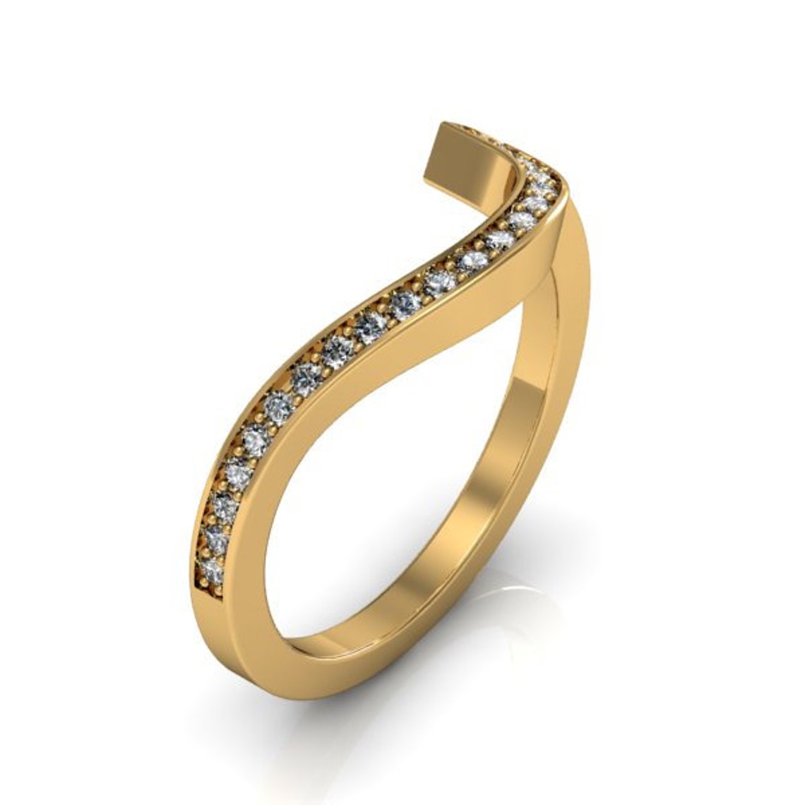 Unique Shadow Diamond Band Ring/ Curved Pave Half Eternity - Etsy