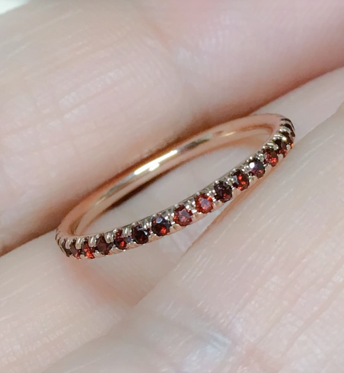 Garnet Full Eternity Band 1.5mm Unique Garnet Pave Band | Etsy