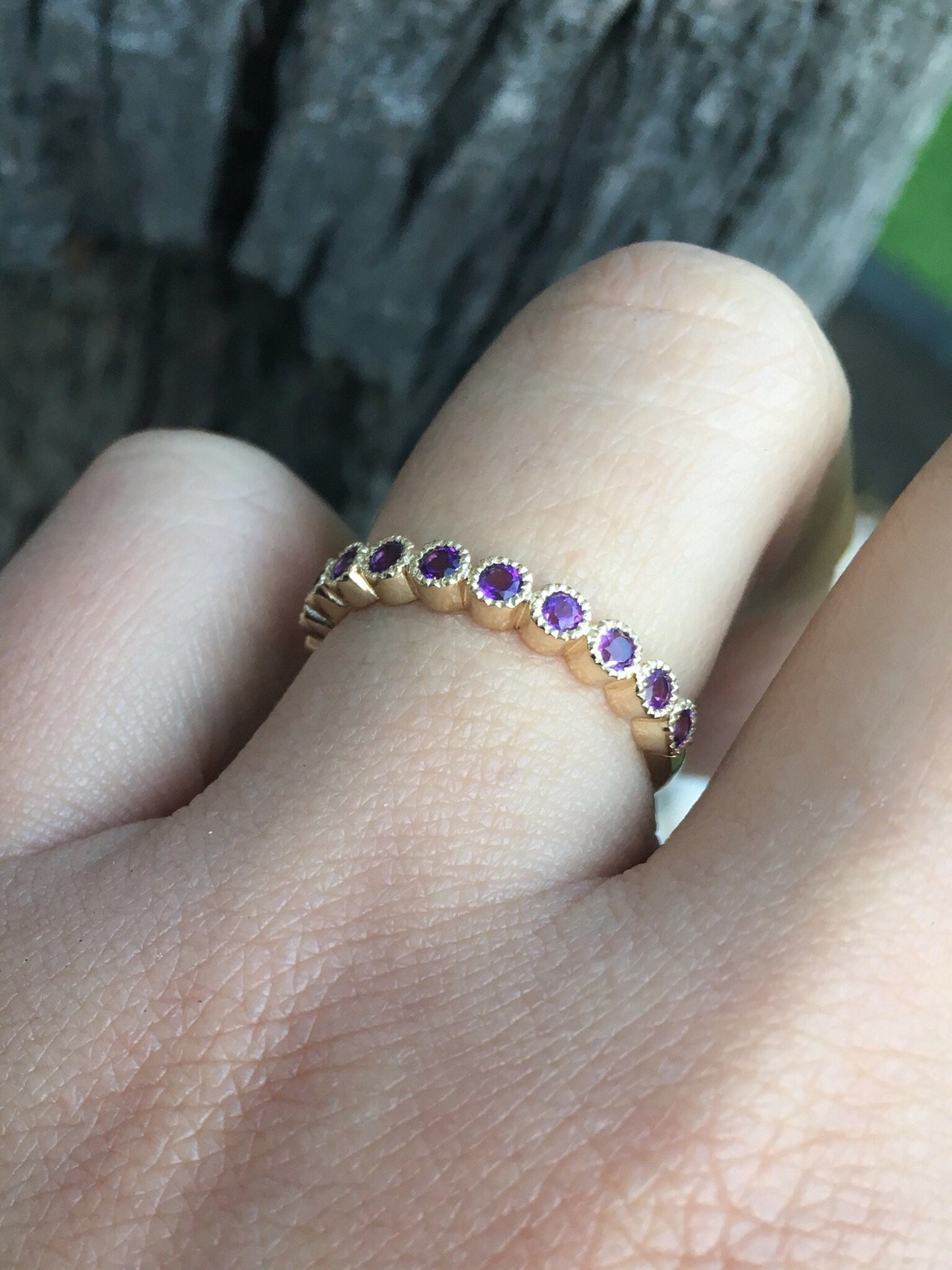 Amethyst Half Eternity Bezel Set Ring Amethyst Bubble Band - Etsy