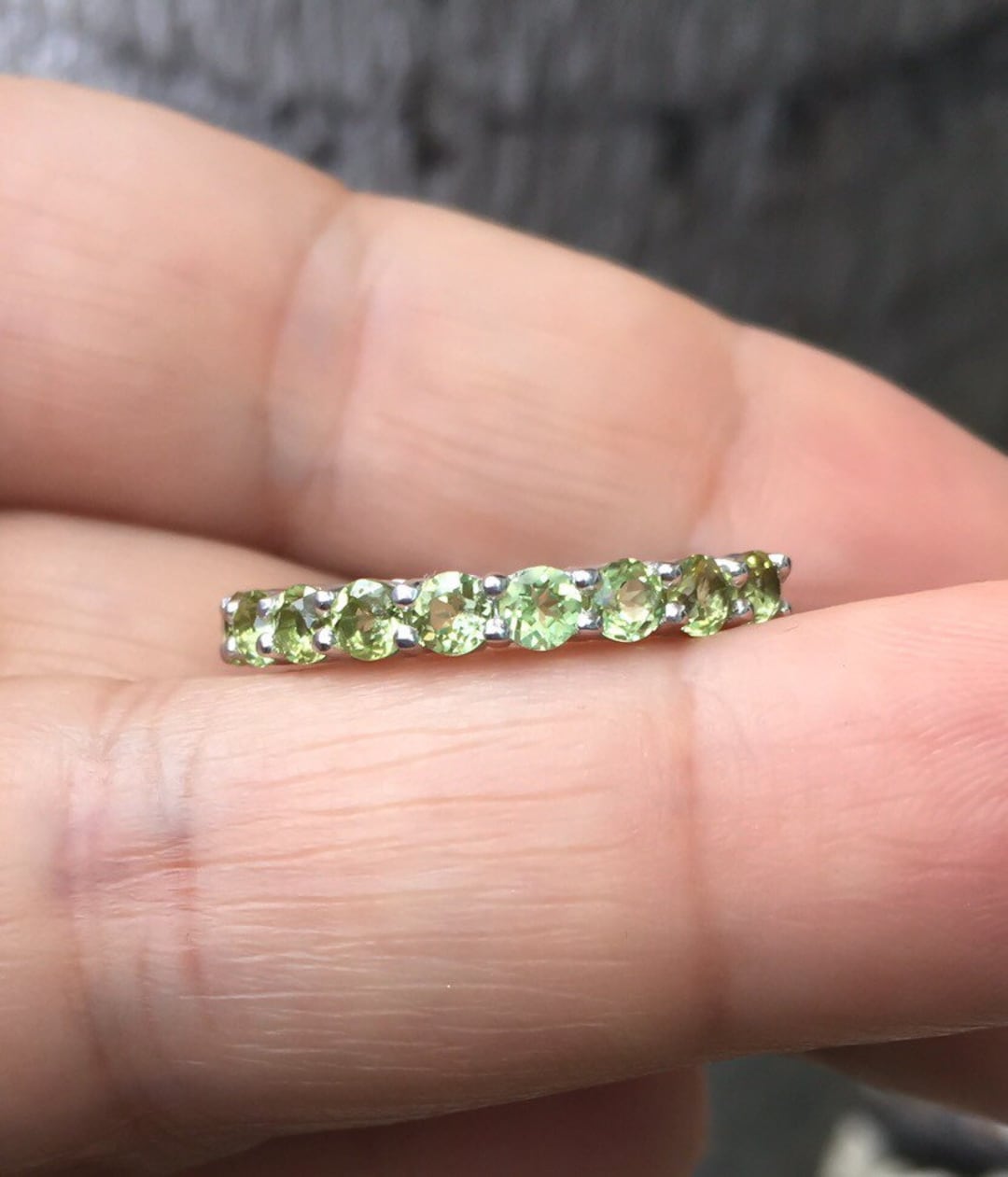 Peridot Wedding Band Ring, 9-stone August Birthstone Ring - Etsy