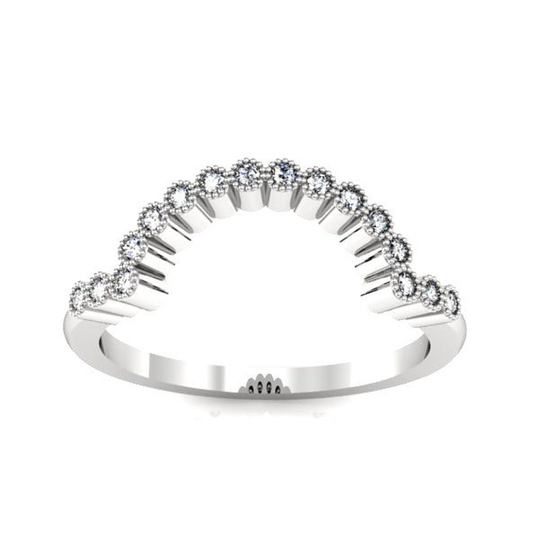 Bezel Diamond Shadow Band Ring/ Contour Tracer Half Eternity Band ...