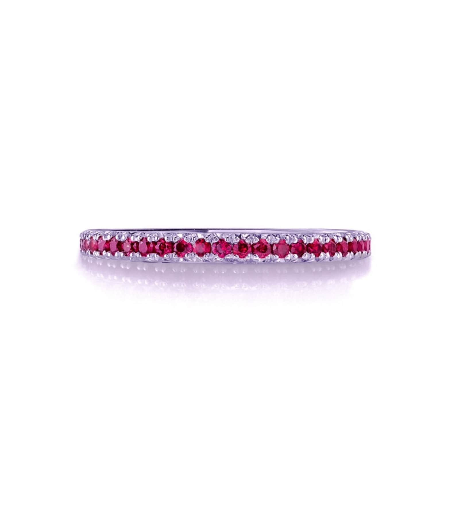 Ruby Pave Eternity Band Ruby Half Eternity Band 1.7mm Ruby | Etsy