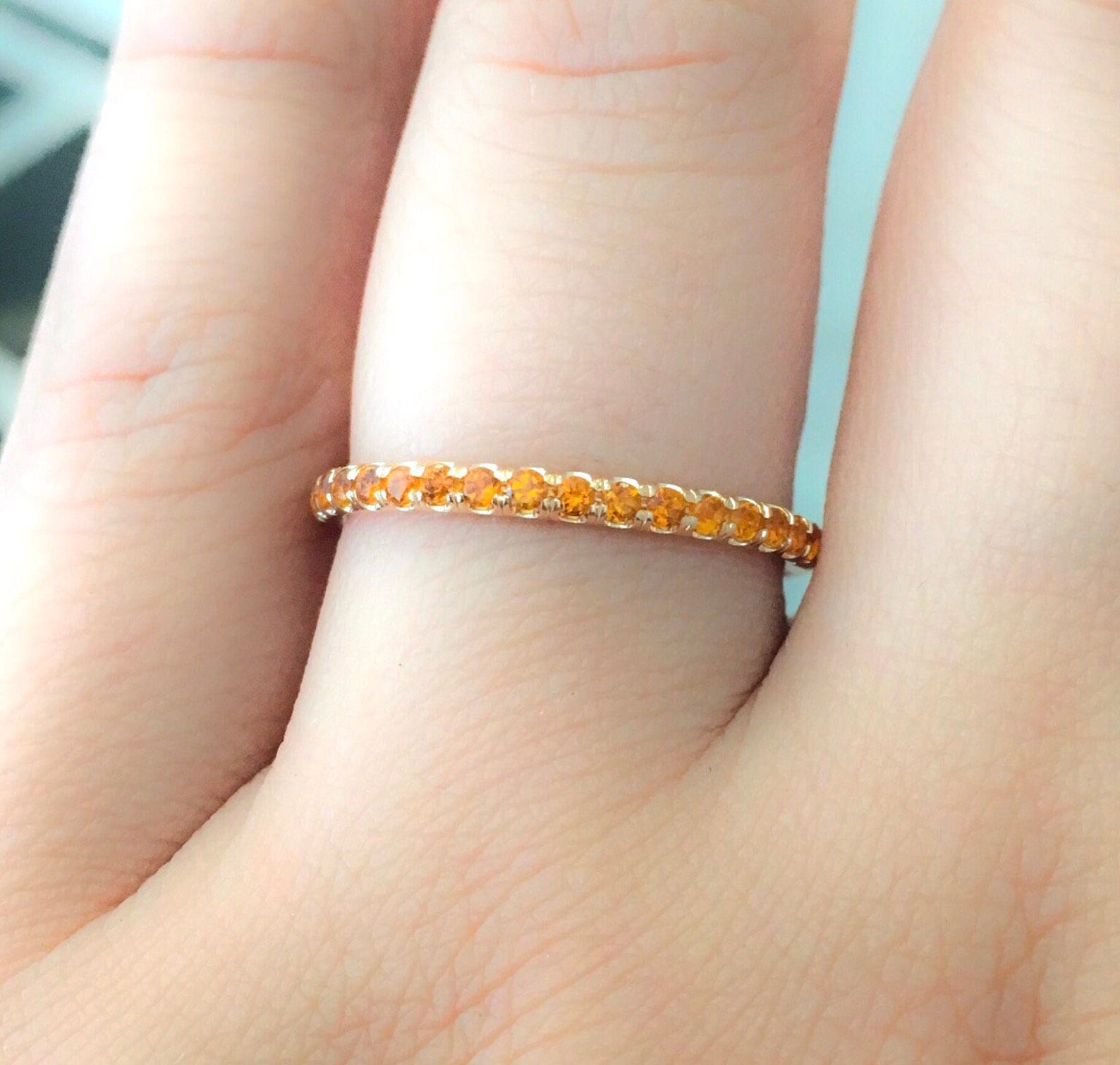 Citrine Pave Half Eternity Band/ 1.8 MM Citrine Pave Infinity Ring ...