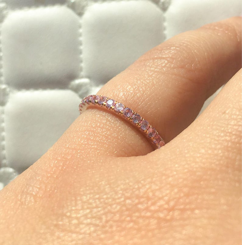 Pink Sapphire Infinity Ring/ Pave Sapphire Full Eternity - Etsy