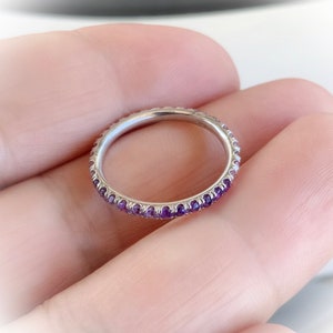 Ombre Pink Sapphire Amethyst Pave Band/ 2 Mm Full Eternity Ombré Pink ...