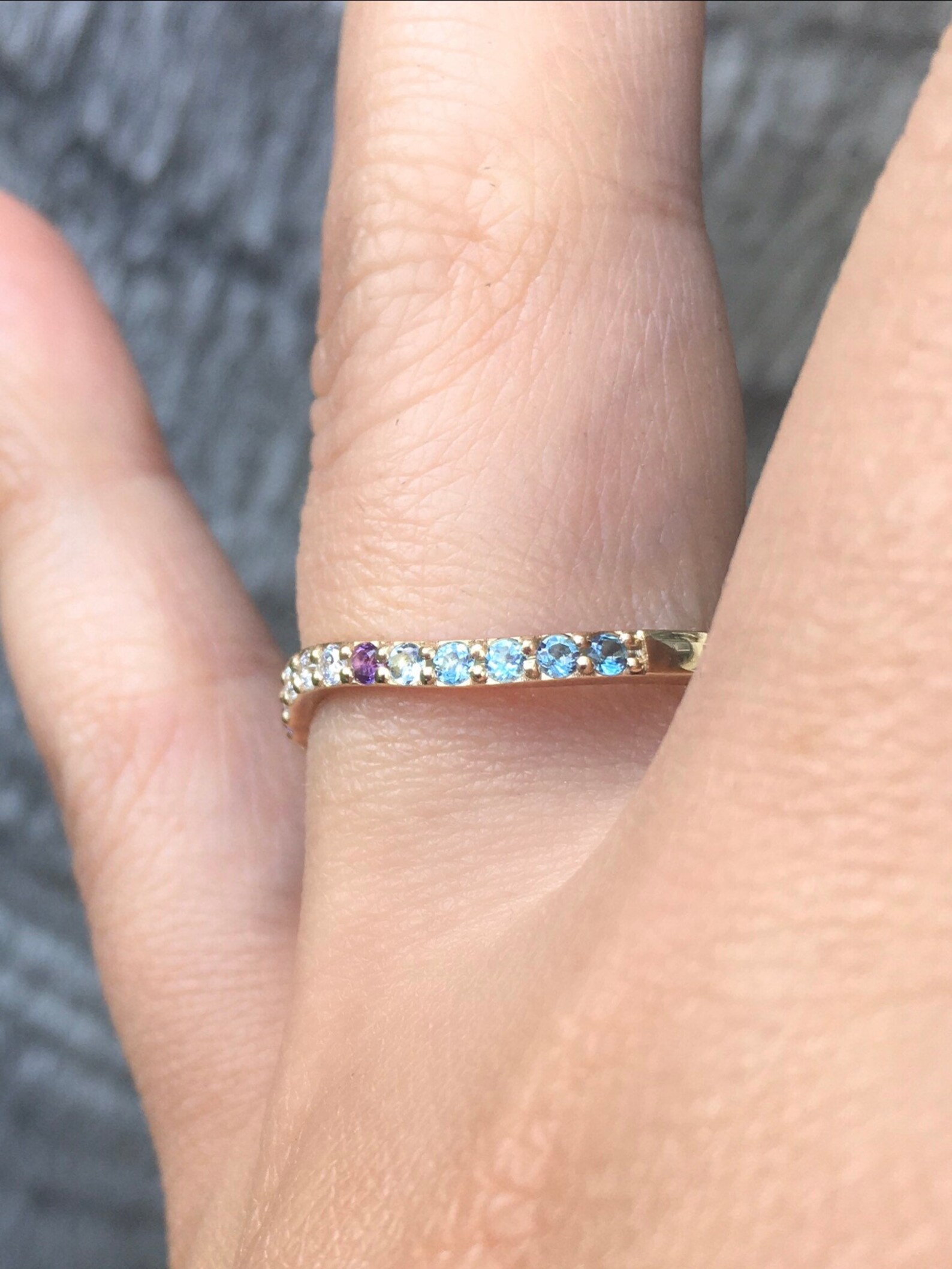 Blue & Pink Tracer 2 MM Ring/ Multicolor Crown Guard/ Ombre - Etsy