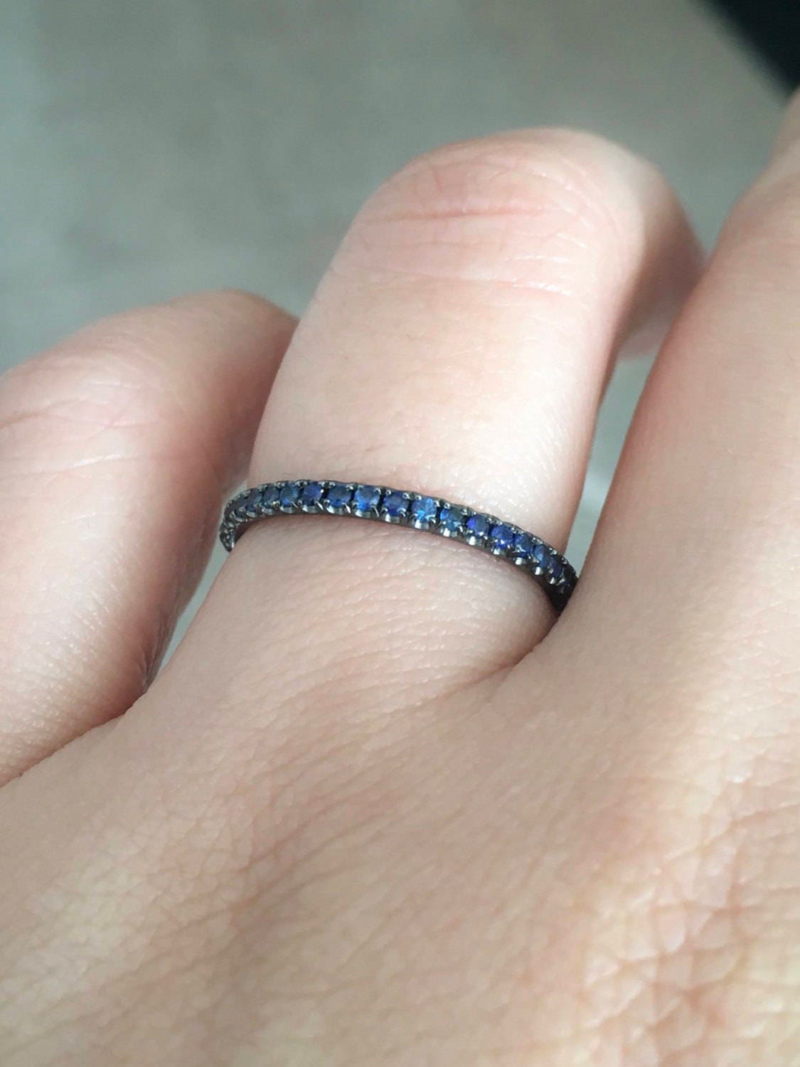 Blue Sapphire Full Eternity Band 1.7mm Black Rhodium Pave - Etsy