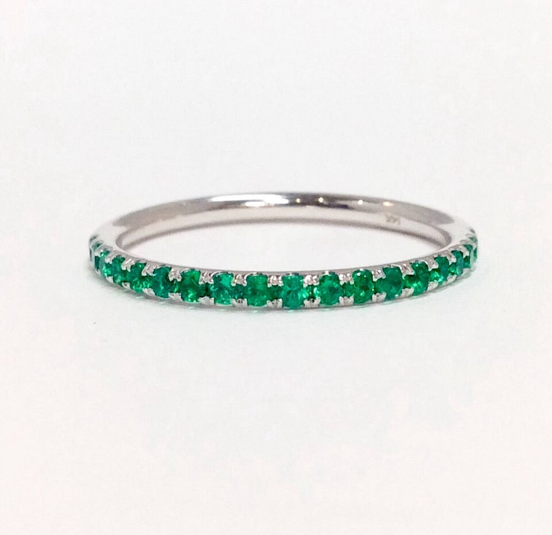 Pave Emerald Full Eternity Band 1.5 MM/ Delicate Emerald Band/ - Etsy ...