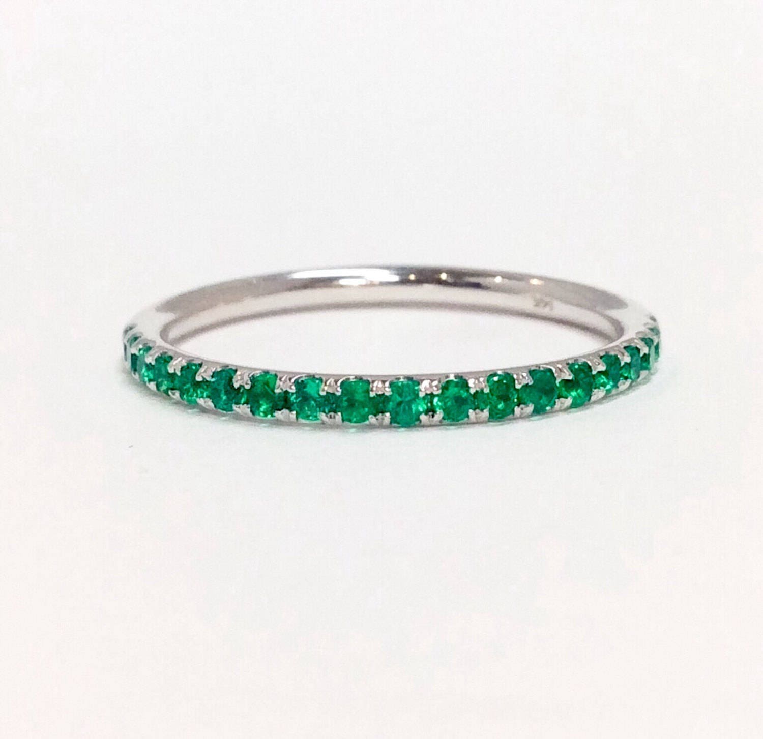 Pave Emerald Full Eternity Band 1.5 MM/ Delicate Emerald Band/ - Etsy ...