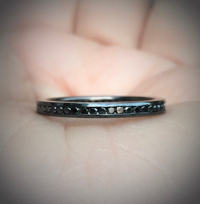 Black Diamond With Black Rhodium Full Eternity Ring/ - Etsy