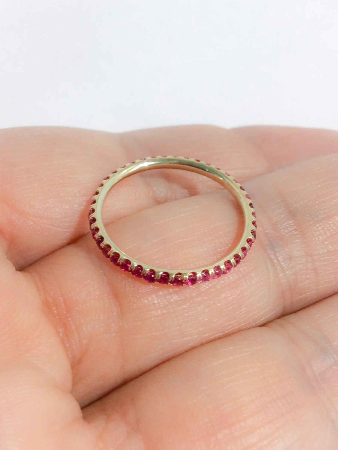 Ruby Pave Full Eternity Band Ruby 1.7mm Wedding Ring Anniversary Ruby ...