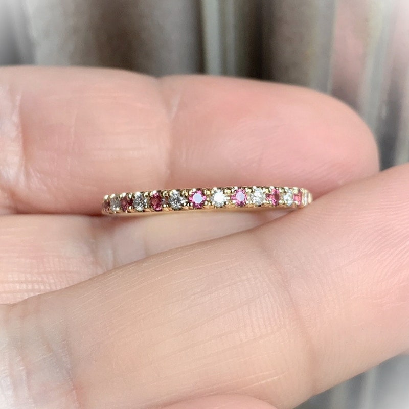 Pink Pave Diamond Band - Etsy