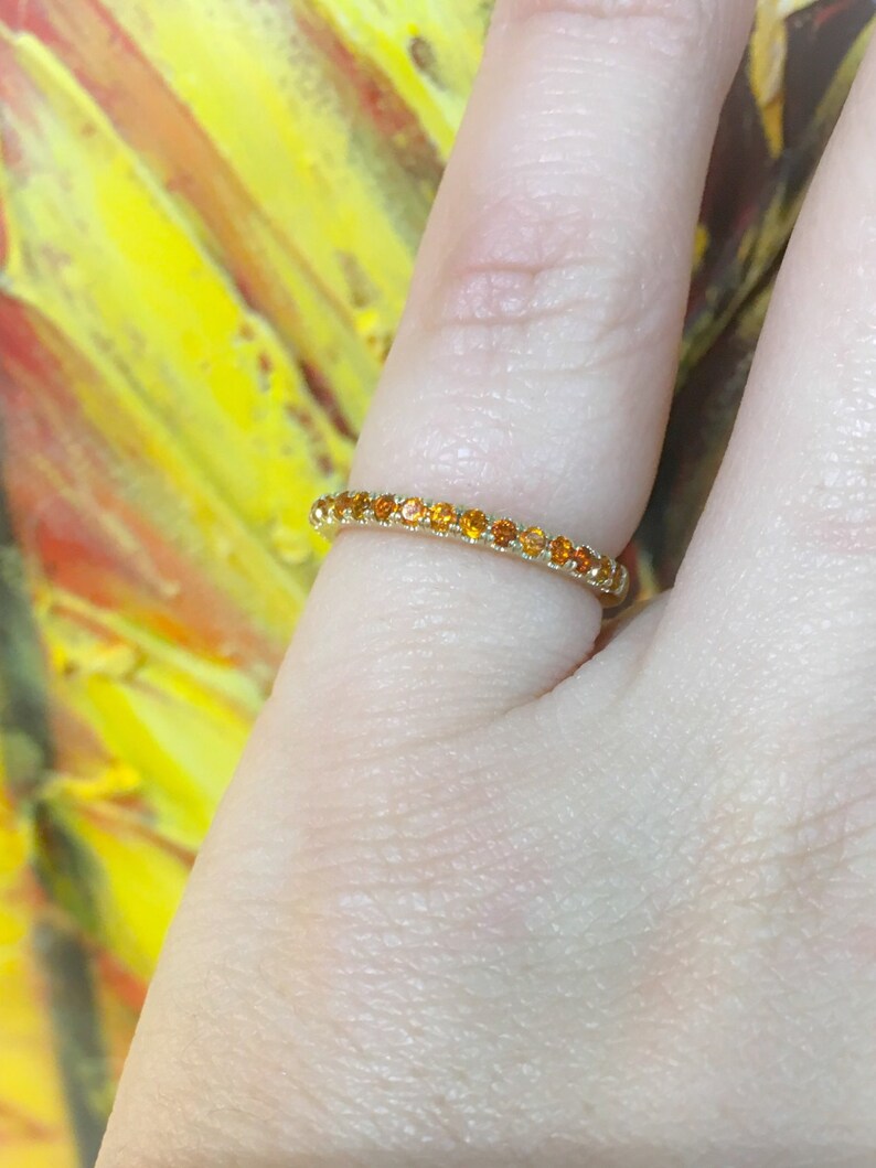 Citrine Eternity Band 1.5mm Pave Half Eternity Citrine Band Unique ...