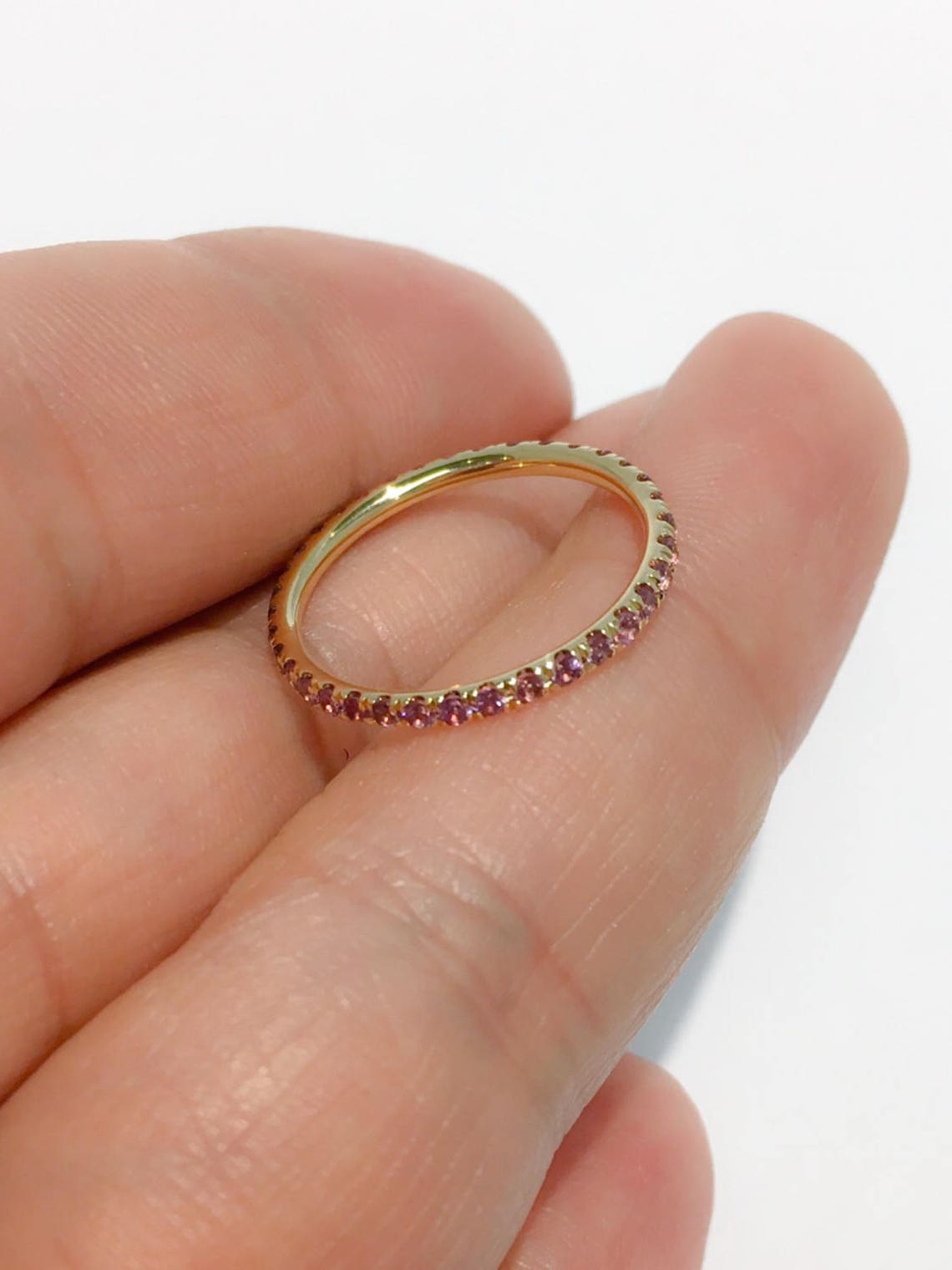 Pink Tourmaline Pave Full Eternity Ring/ October Gemstone Pink - Etsy