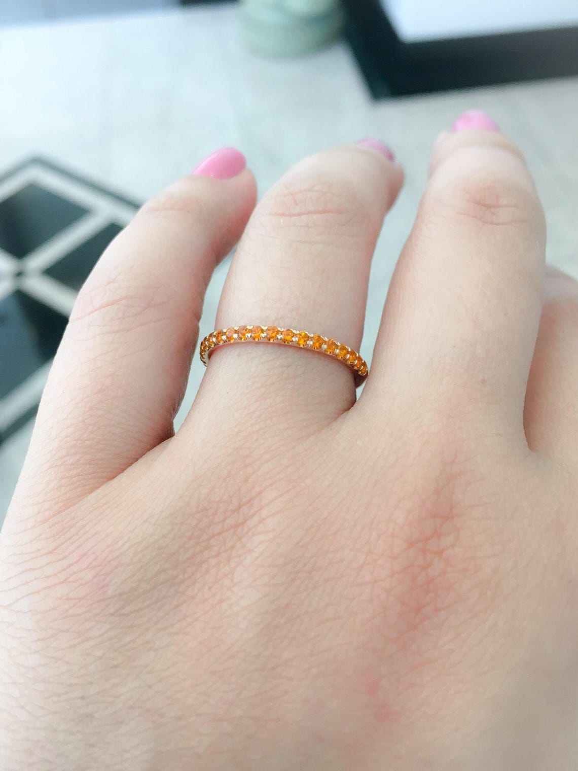 Citrine Pave Half Eternity Band/ 1.8 MM Citrine Pave Infinity Ring ...