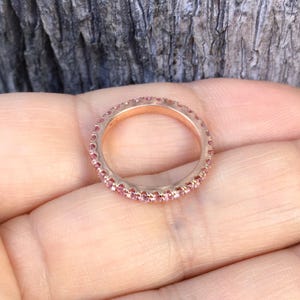 Pink Sapphire Infinity Ring/ Pave Sapphire Full Eternity Wedding Band ...