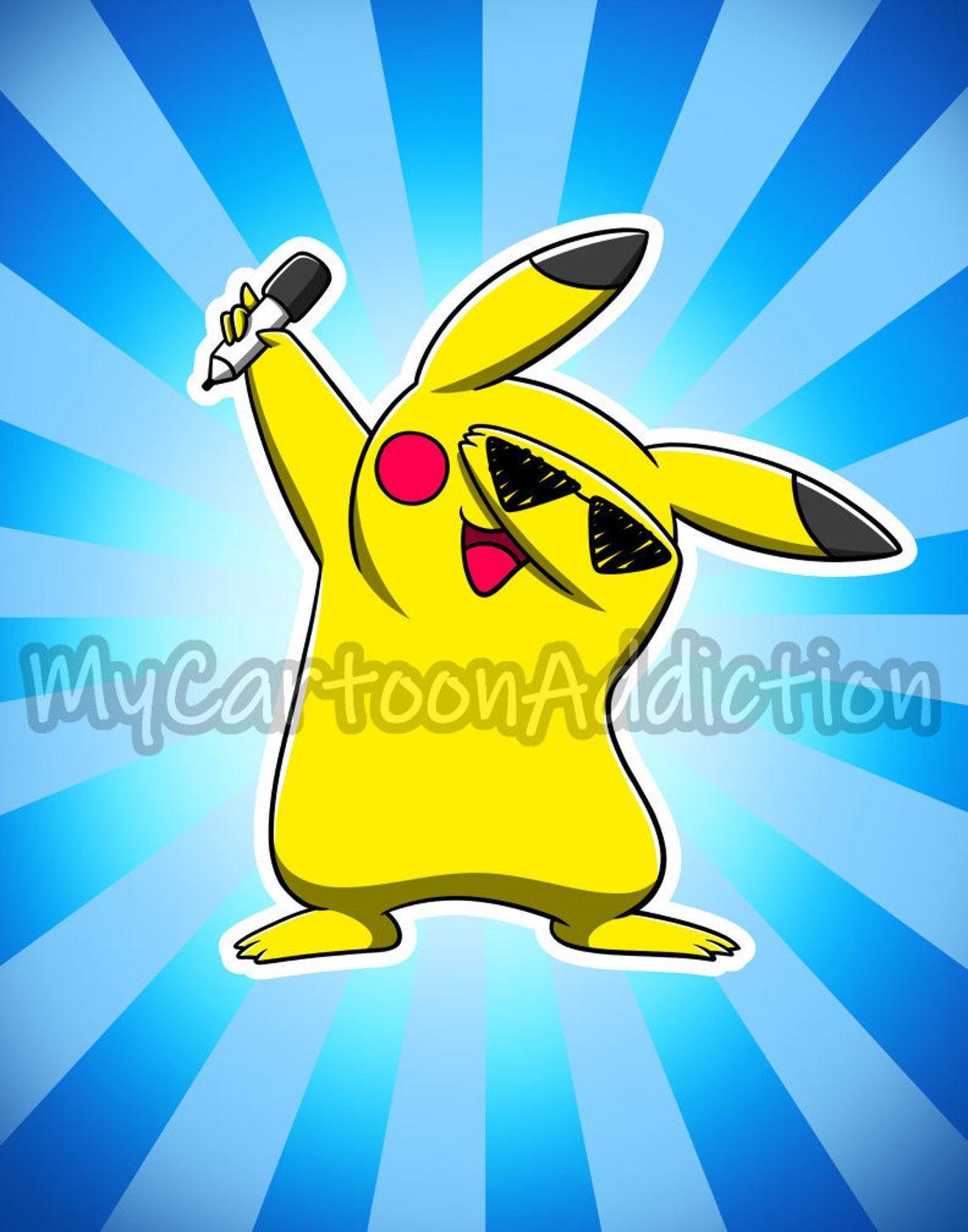 Dabbing Pikachu Art Print Poster or Wall Decor by My Cartoon | Etsy