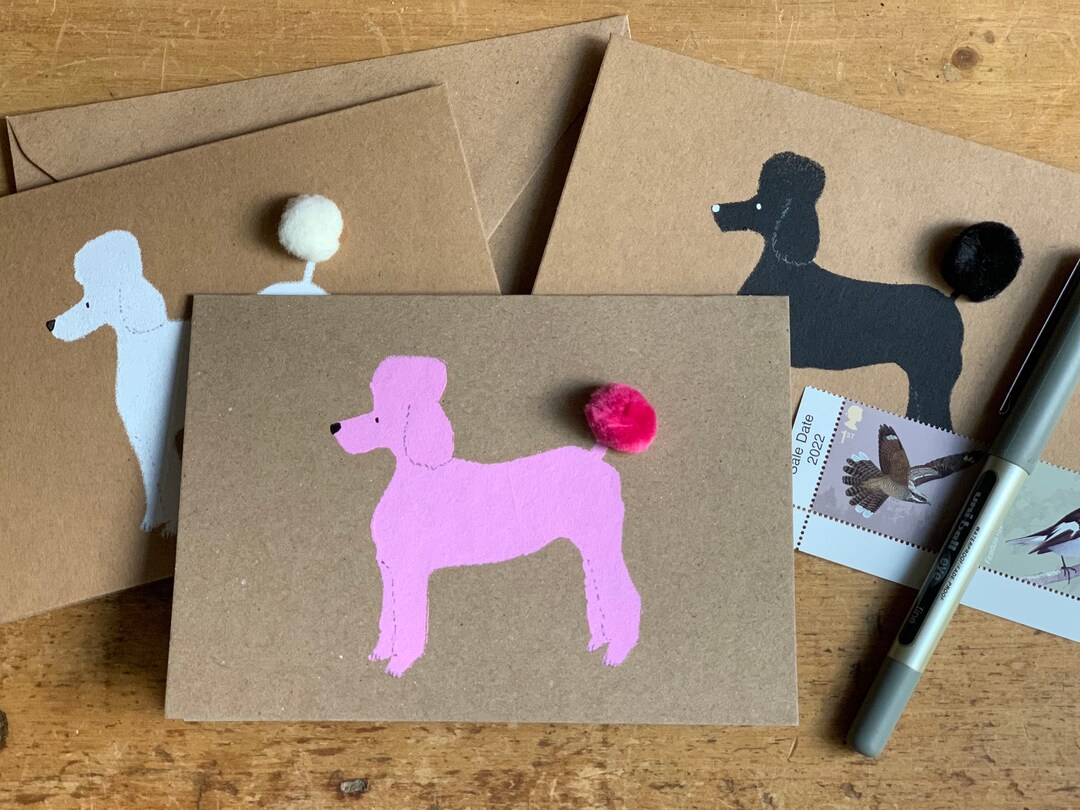 Hand Printed Poodle Card – Pom Pom Tail, Dog Lover Gift - Etsy