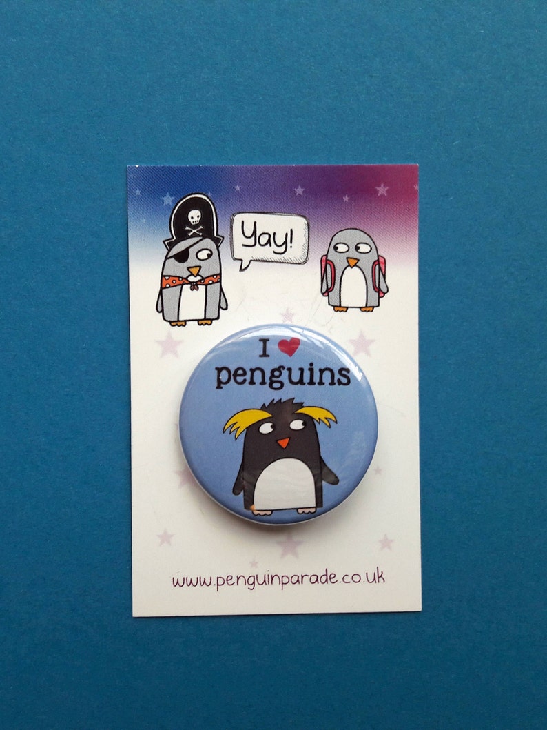 Penguin Badge Rockhopper Penguin Badge Penguin Gift - Etsy UK
