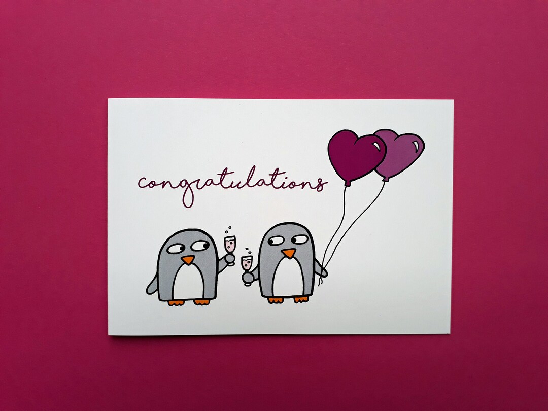 Penguin Congratulations Card: Engagement, Anniversary, Wedding - Etsy