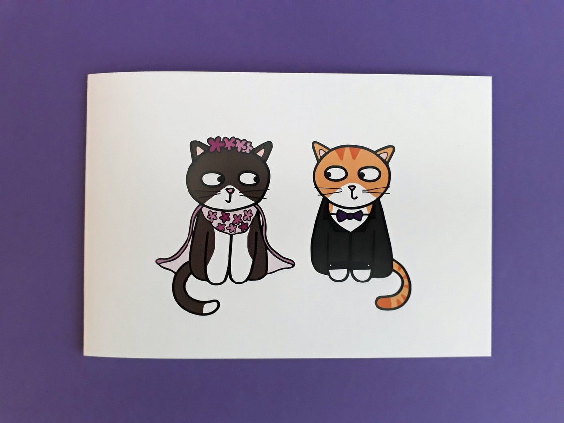 Cat Wedding Card Cat Wedding Invitation Cute Cat Wedding - Etsy UK