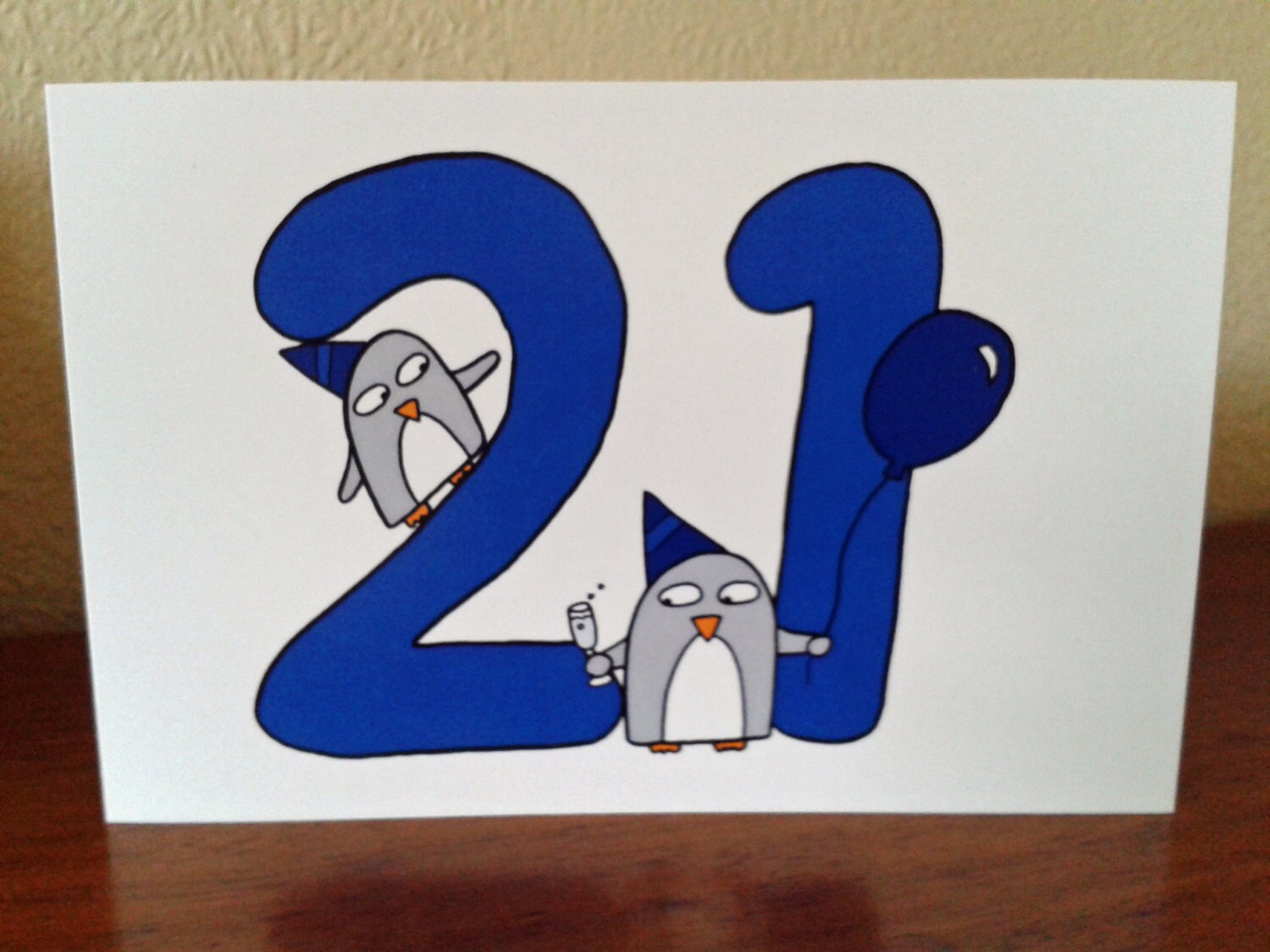 21st Birthday Card Funny Penguins Blue 21st Anniversary - Etsy UK