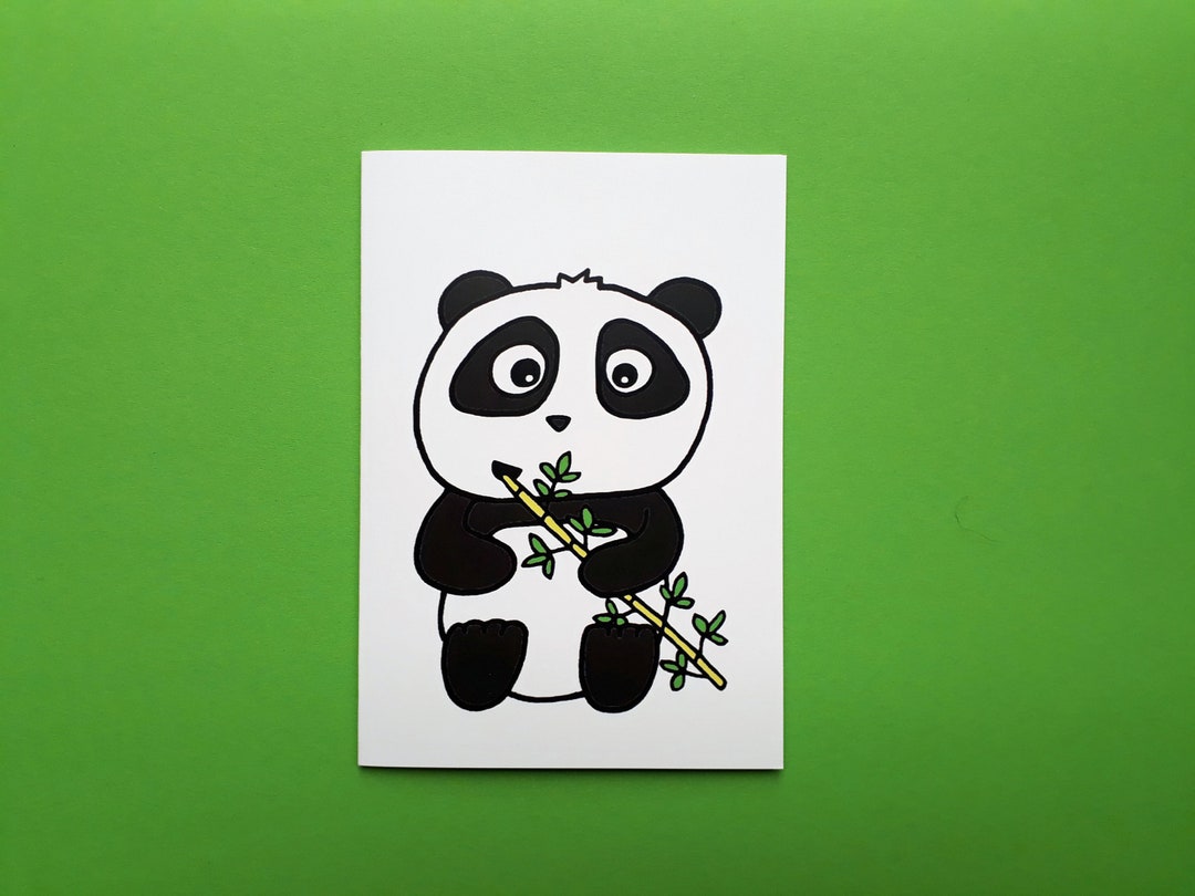 Cute Panda Card - Panda Birthday Card - Panda Eating Bamboo - Father's ...