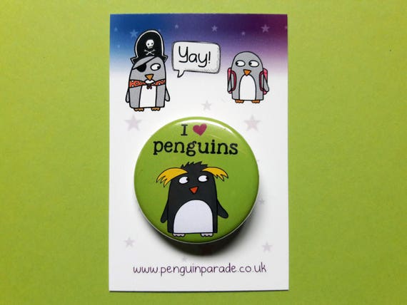 Penguin Badge Rockhopper Penguin Badge Penguin Gift | Etsy UK