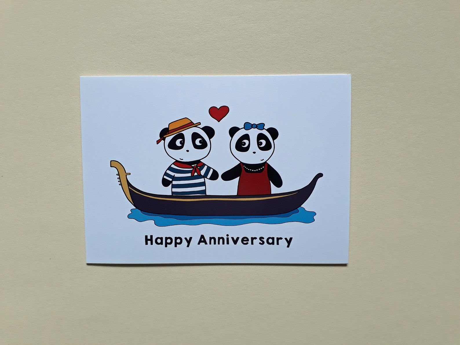 Panda Anniversary Card: Pandas in Love, Venice Gondola - Etsy