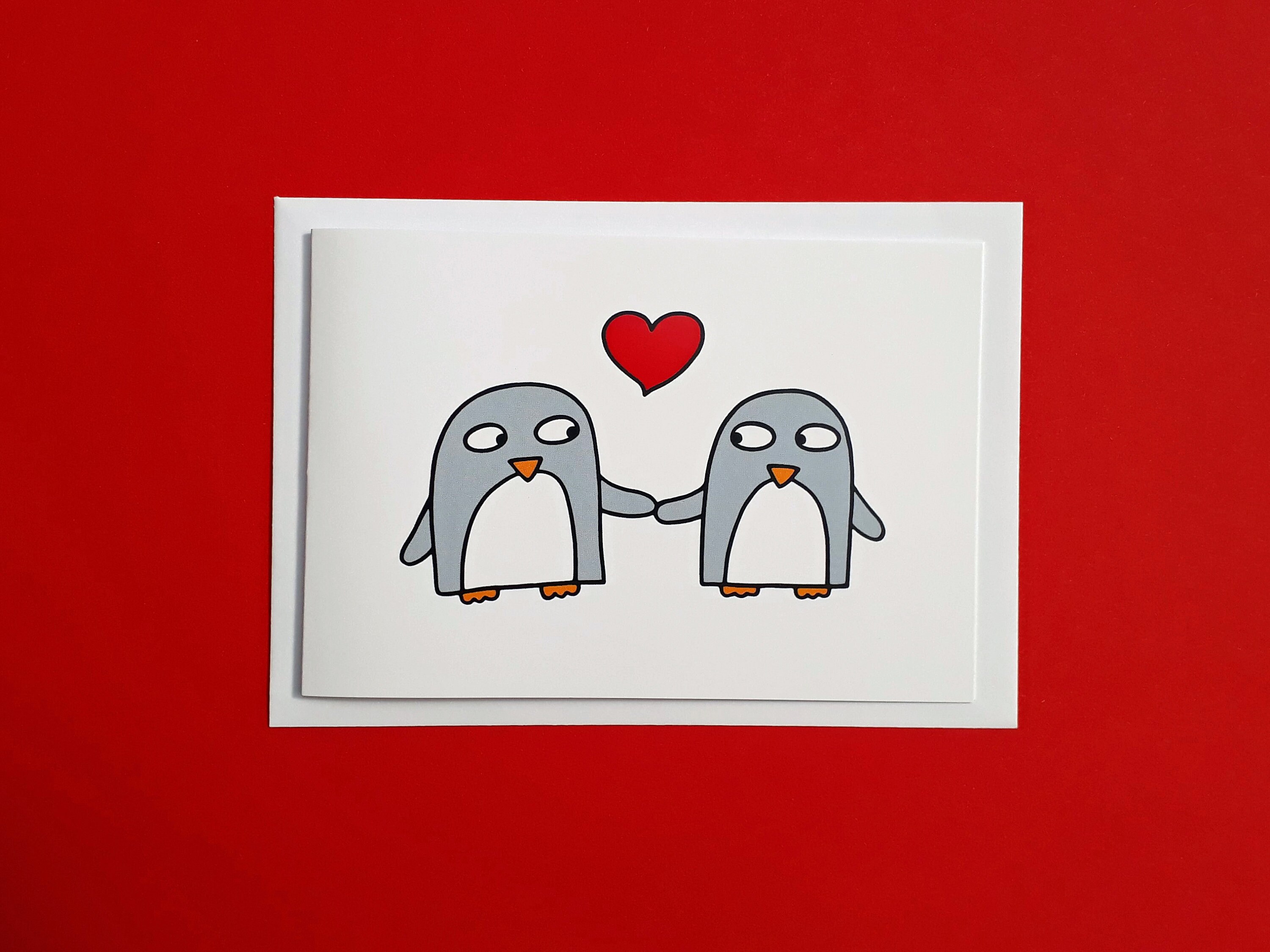 Penguin Love Card Anniversary Card Engagement Wedding - Etsy UK