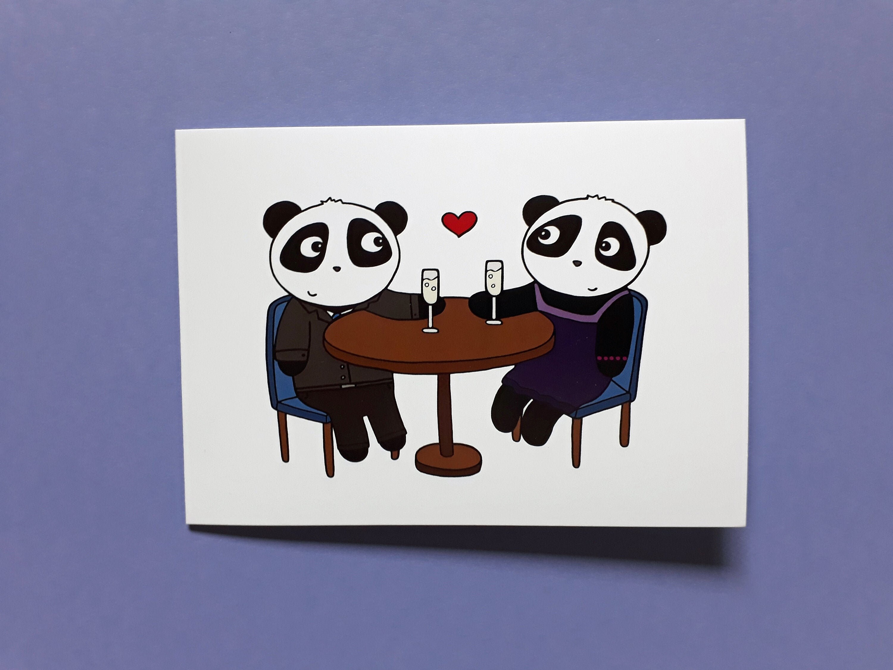 Panda Anniversary Card: Pandas in Love, Valentine's Day Card - Etsy