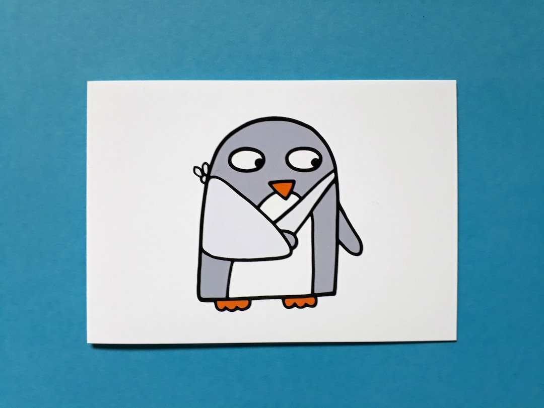 Get Well Card - Broken Arm - Penguin - Broken Wrist - Elbow - Sling ...